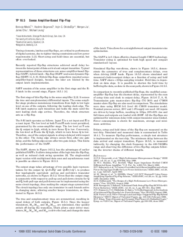 (PDF) Sense amplifier-based flip-flop