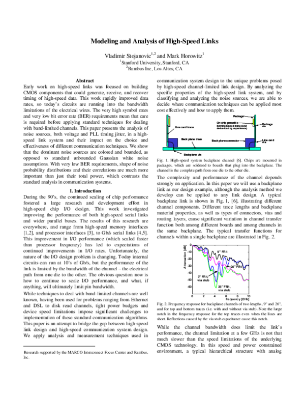 (PDF) Modeling and analysis of high-speed links