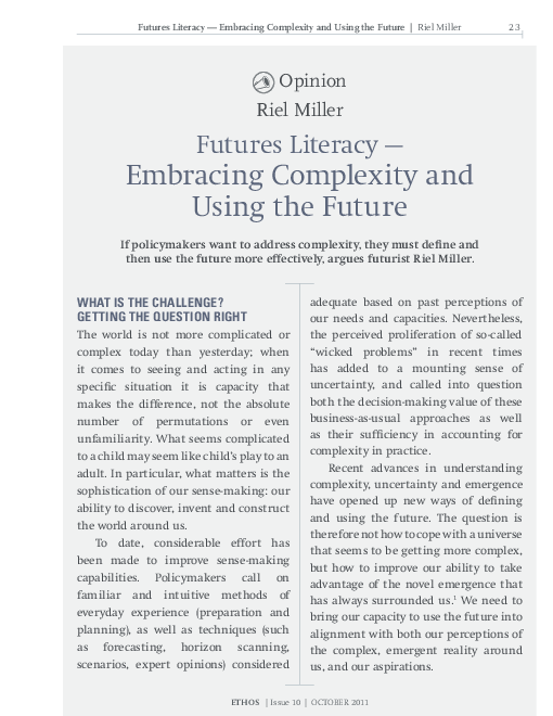 (PDF) Futures Literacy - Embracing Complexity and Using the Future