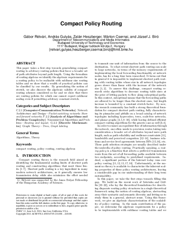 (PDF) Compact policy routing