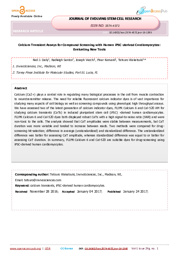 (PDF) Calcium Transient Assays for Compound Screening with Human iPSC ...
