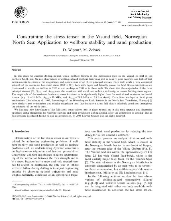 (PDF) Constraining the stress tensor in the Visund field, Norwegian North Sea: Application to ...