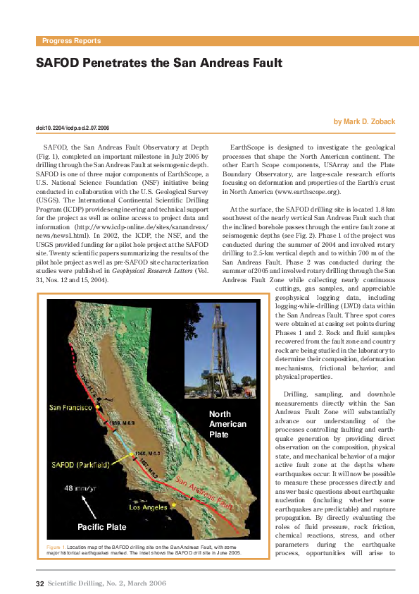 (PDF) SAFOD Penetrates the San Andreas Fault