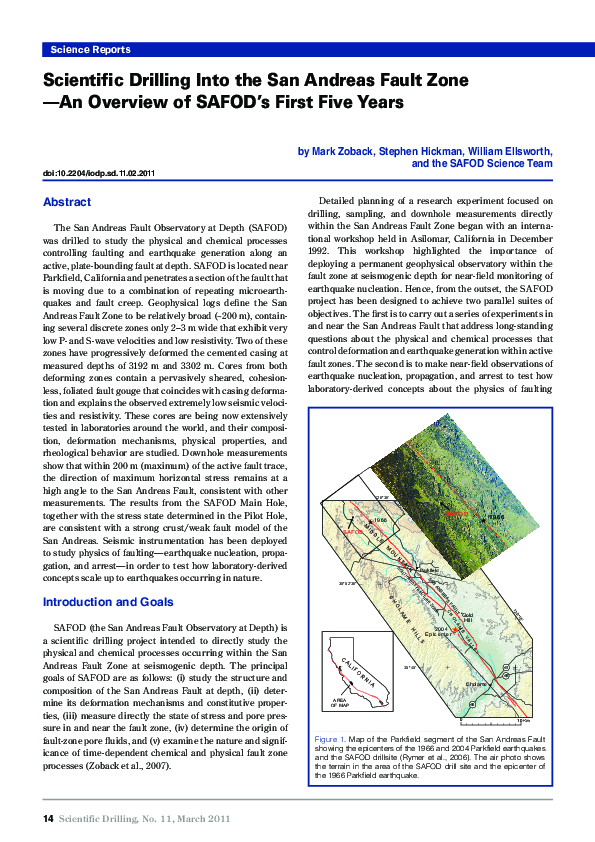 (PDF) Scientific Drilling Into the San Andreas Fault Zone – An Overview ...