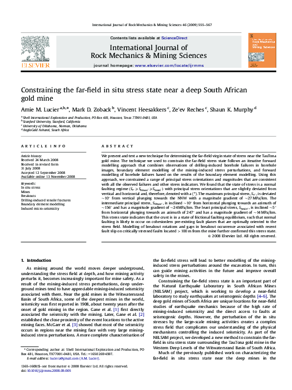 (PDF) Effects of Mining-Induced Stress Perturbations on Pre-Existing ...