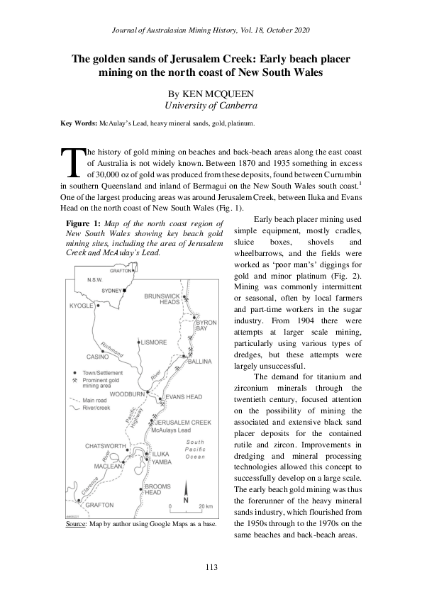 (PDF) The golden sands of Jerusalem Creek: Early beach placer mining on ...