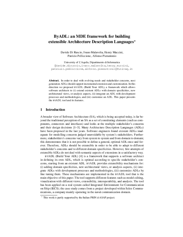 (PDF) ByADL: An MDE Framework for Building Extensible Architecture ...