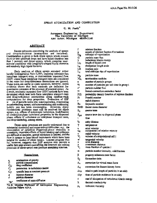 (PDF) Spray atomization and combustion