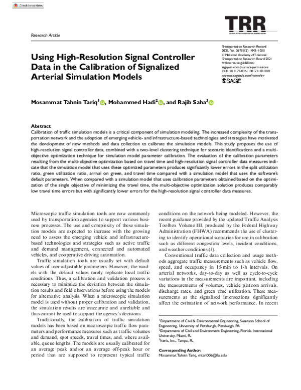 Pdf Using High Resolution Signal Controller Data In The Calibration
