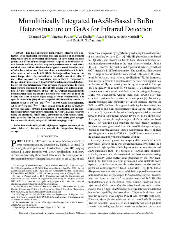 Pdf Monolithically Integrated Inassb Based Nbnbn Heterostructure On Gaas For Infrared