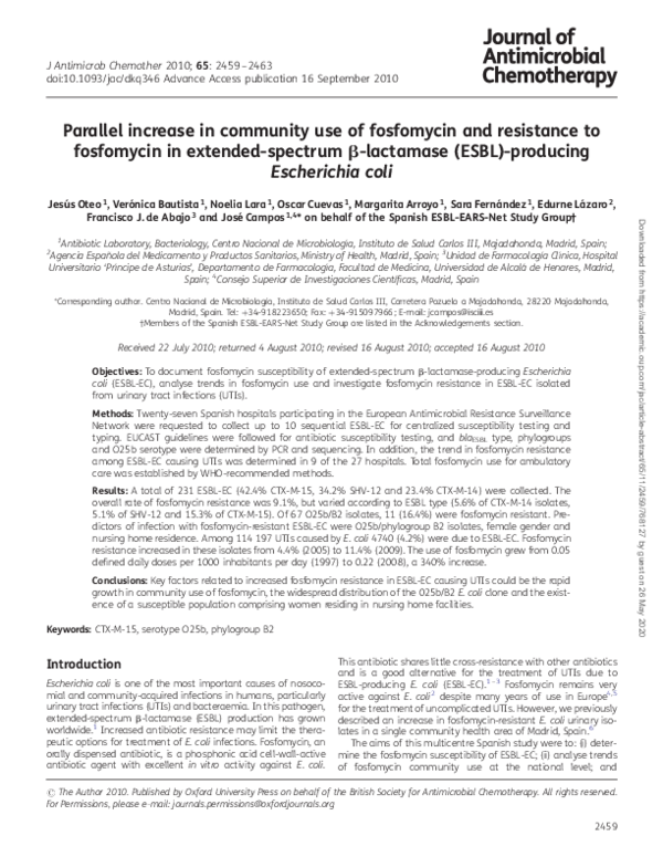 (PDF) Parallel increase in community use of fosfomycin and resistance ...