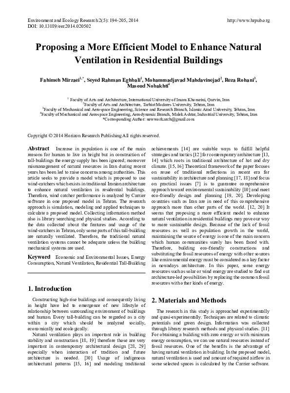 (PDF) Proposing a More Efficient Model to Enhance Natural Ventilation ...