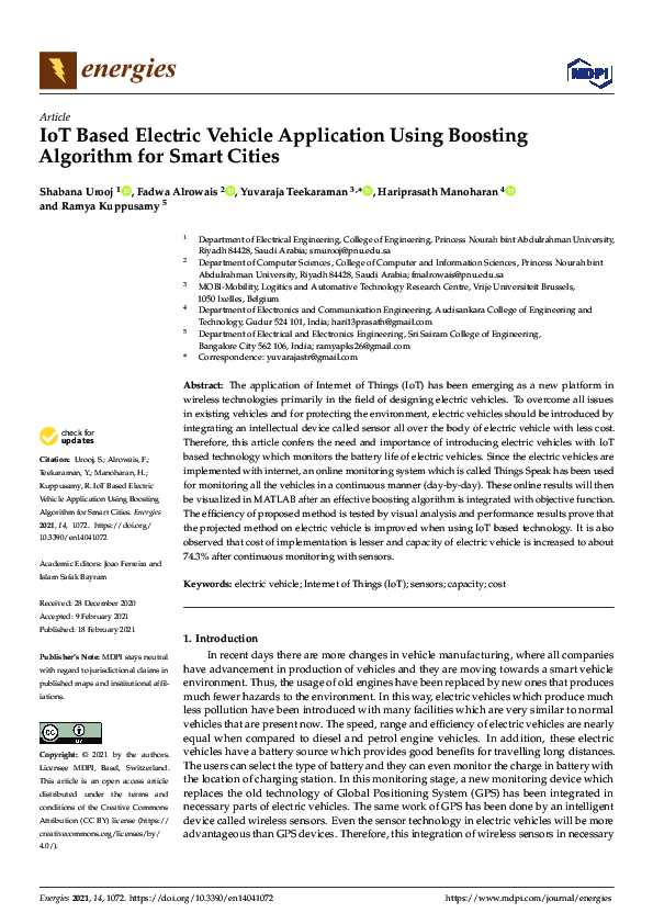 (PDF) IoT Based Electric Vehicle Application Using Boosting Algorithm ...