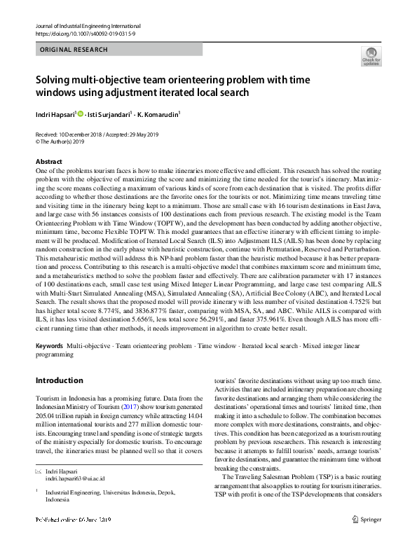 Pdf Solving Multi Objective Team Orienteering Problem With Time