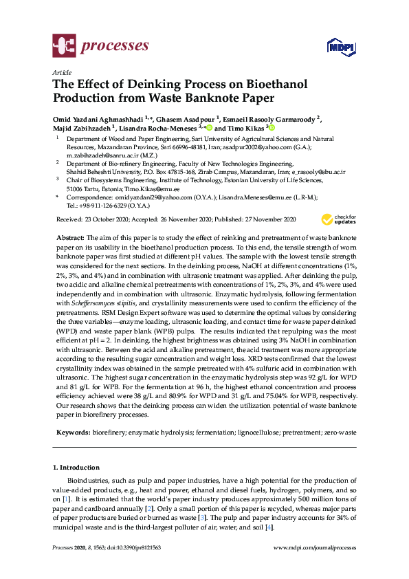 (PDF) The Effect of Deinking Process on Bioethanol Production from ...