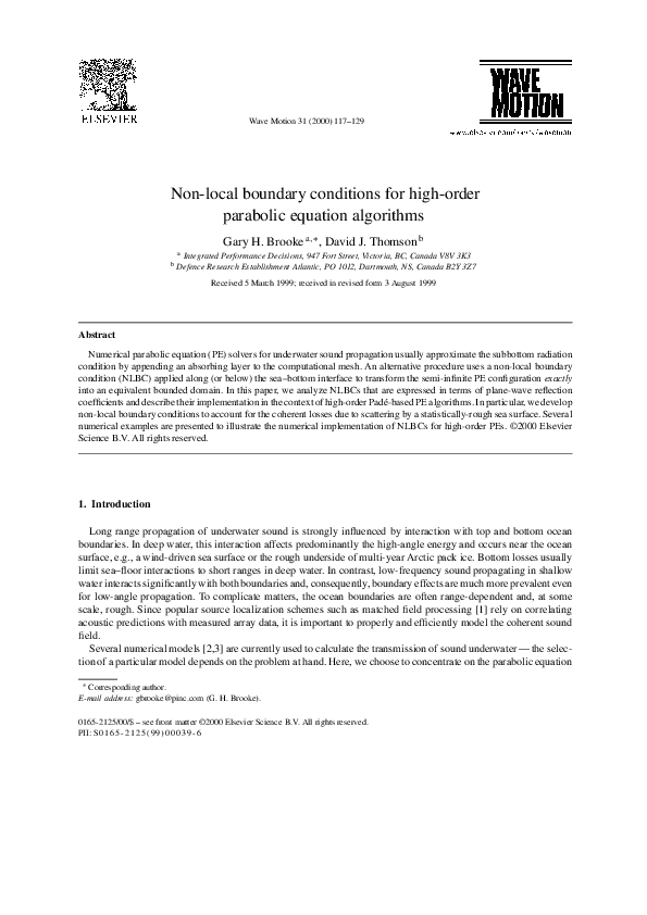 (PDF) Non-local boundary conditions for high-order parabolic equation algorithms