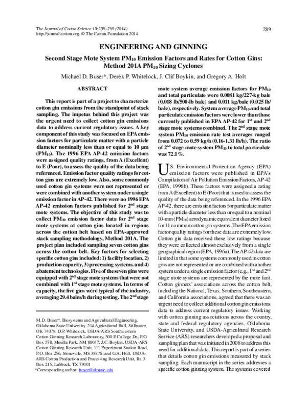 (PDF) Second stage mote system PM10 emission factors and rates from ...