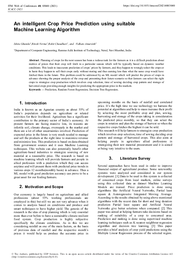 (PDF) An intelligent Crop Price Prediction using suitable Machine ...