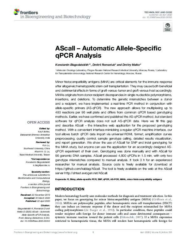 (PDF) AScall – Automatic Allele-Specific qPCR Analysis