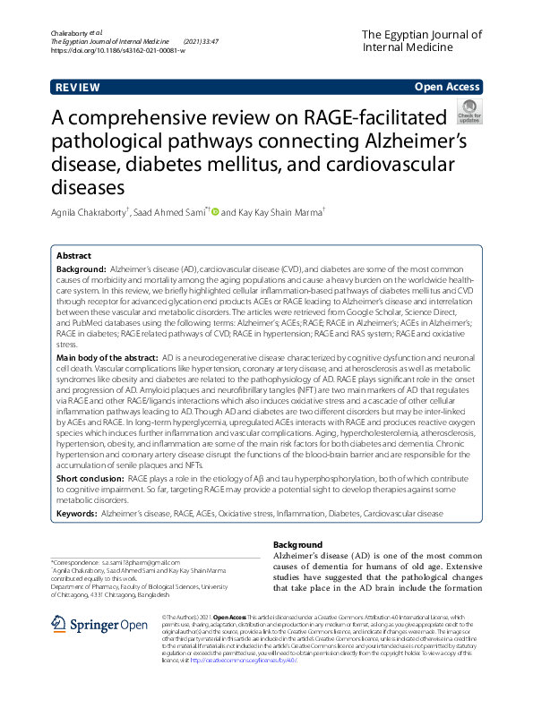 (PDF) A comprehensive review on RAGE-facilitated pathological pathways ...