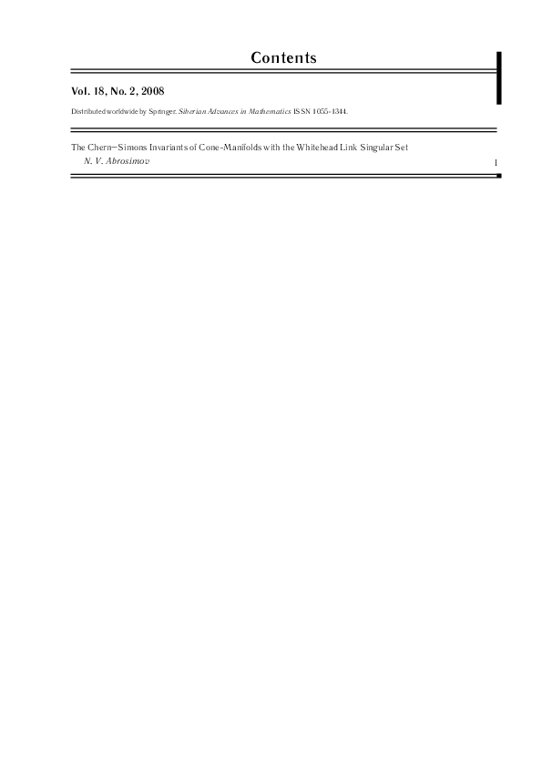 (PDF) The Chern-Simons invariants of cone-manifolds with Whitehead link ...