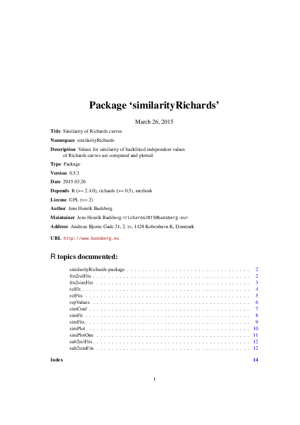 (PDF) Manual: Similarity of Richards curves