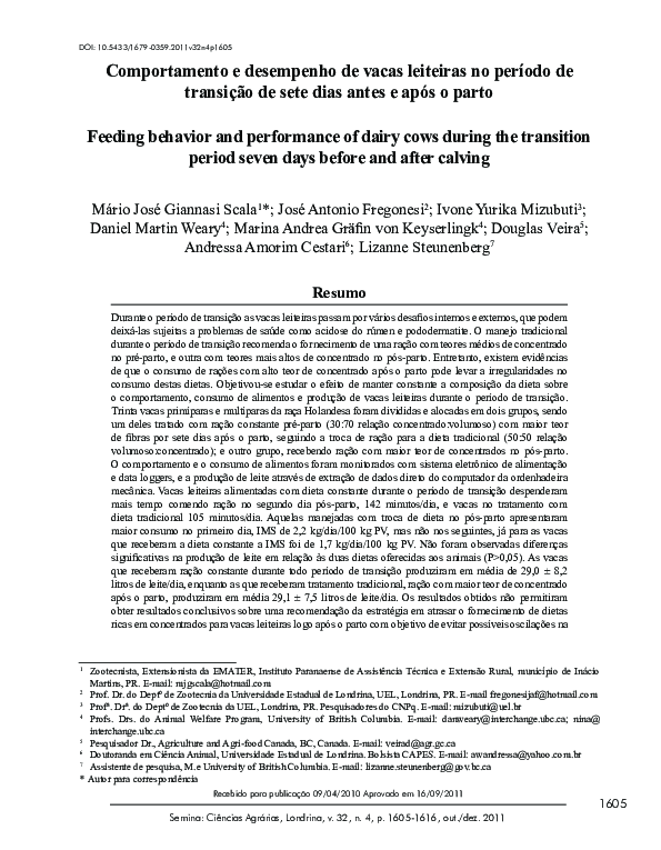 (PDF) Feeding behavior and performance of dairy cows during the ...