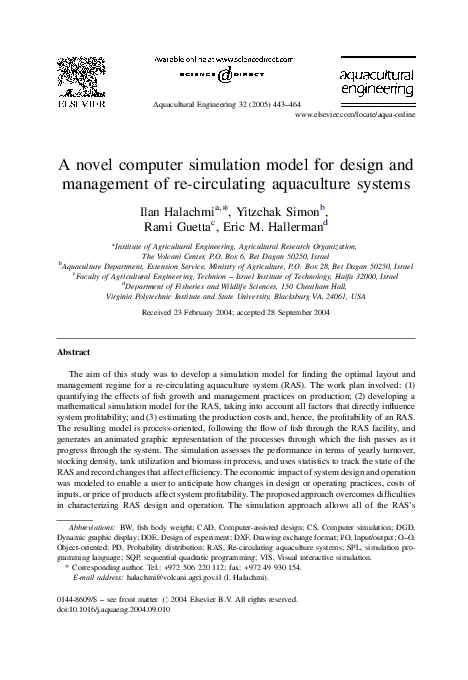 (PDF) A novel computer simulation model for design and management of re ...