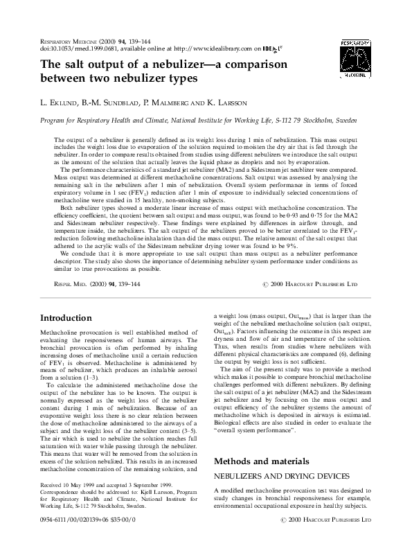 (PDF) The salt output of a nebulizer--a comparison between two ...