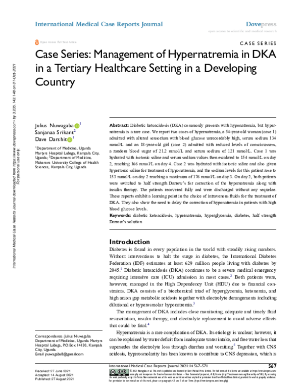 (PDF) Hypernatremia in DKA: Case Studies and Management