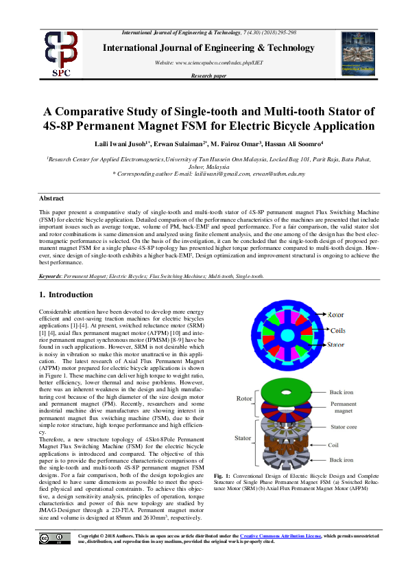 A Comparative Study of Single-tooth and Multi-tooth Stator of 4S-8P ...