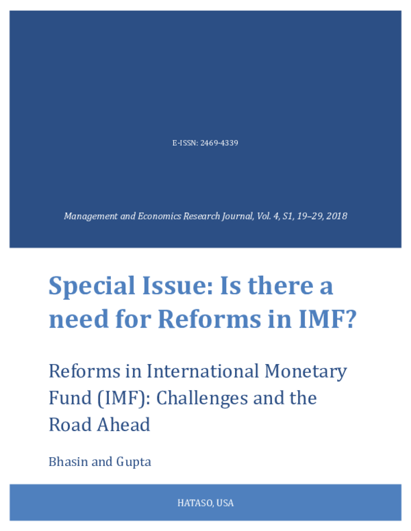 (PDF) Reforms in International Monetary Fund (IMF): Challenges and the ...