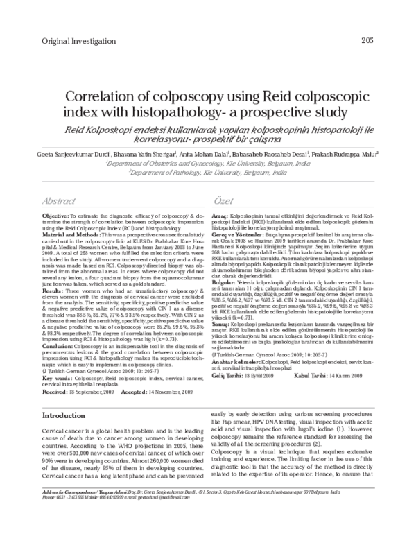 (PDF) Correlation of colposcopy using Reid colposcopic index with ...