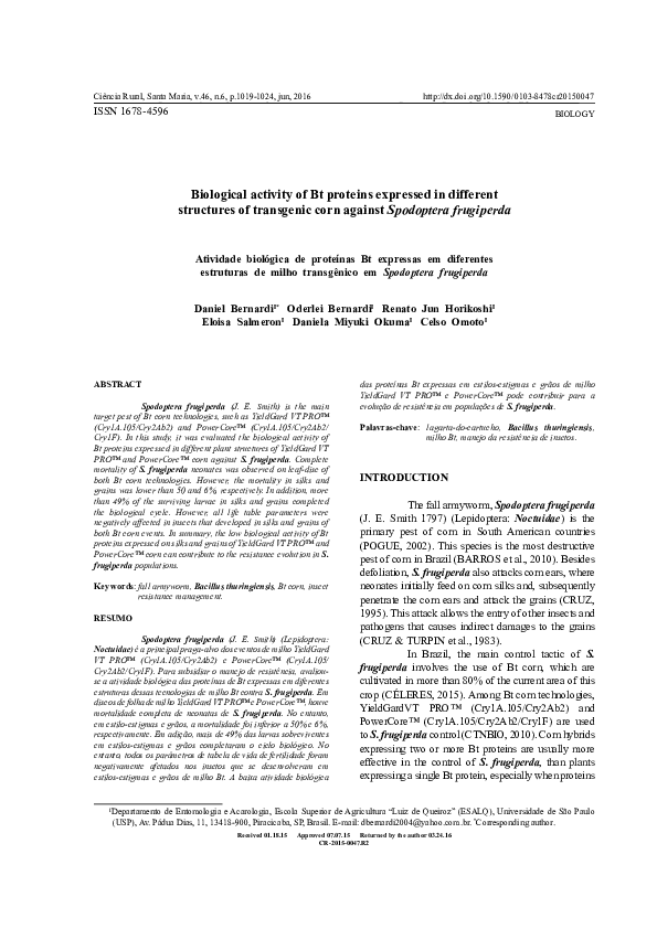(PDF) Biological activity of Bt proteins expressed in different ...