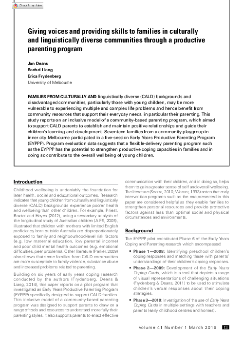 (PDF) Giving Voices and Providing Skills to Families in Culturally and ...