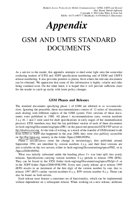 (PDF) Appendix: GSM and UMTS Standard Documents