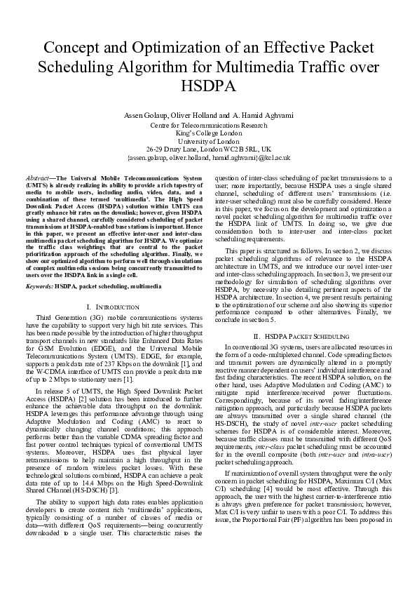 Pdf Concept And Optimization Of An Effective Packet Scheduling Algorithm For Multimedia 6909