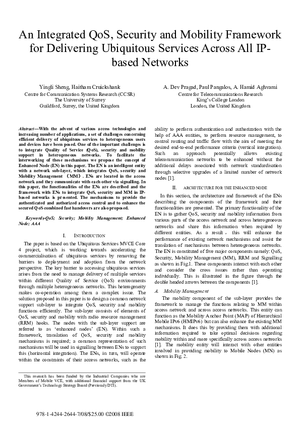(PDF) An integrated QoS, security and mobility framework for delivering ubiquitous services ...