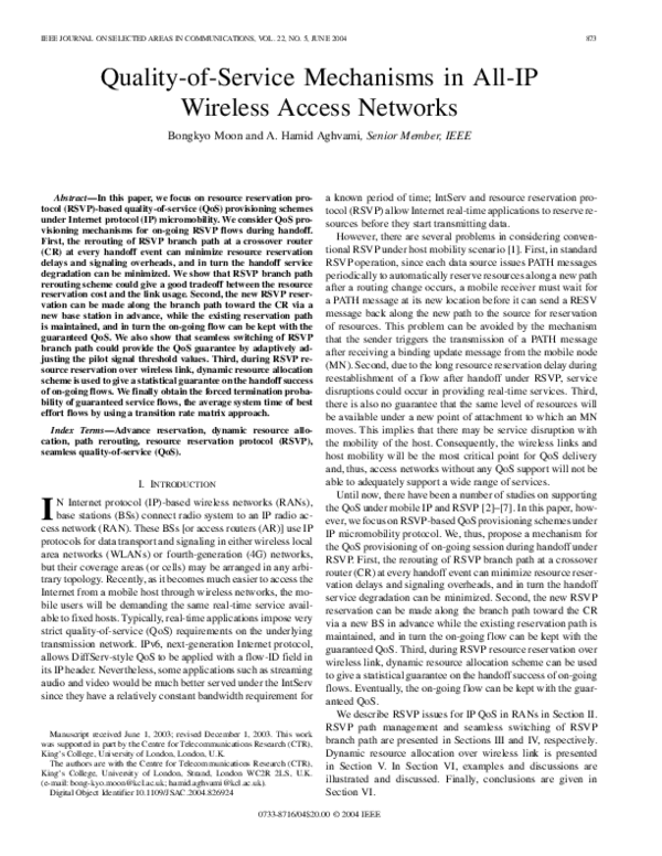 (PDF) Quality-of-Service Mechanisms in All-IP Wireless Access Networks