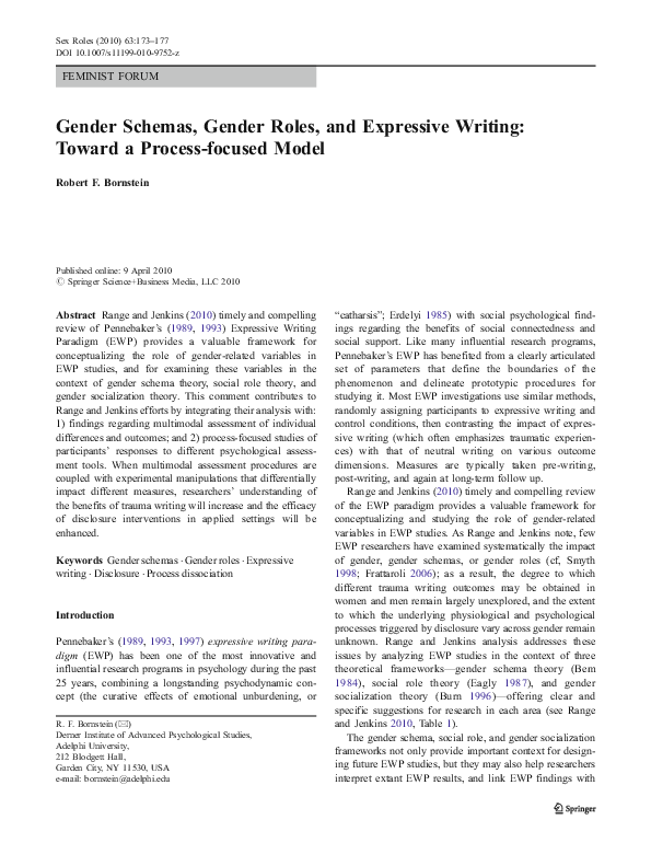 (PDF) Gender Schemas, Gender Roles, and Expressive Writing: Toward a ...