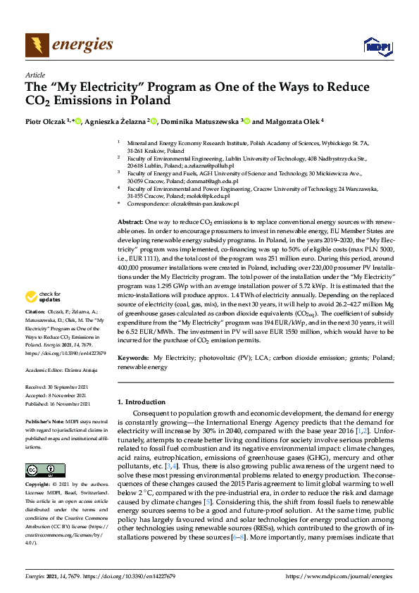 (PDF) The “My Electricity” Program as One of the Ways to Reduce CO2 ...