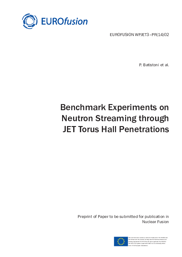 (PDF) Benchmark experiments on neutron streaming through JET Torus Hall ...