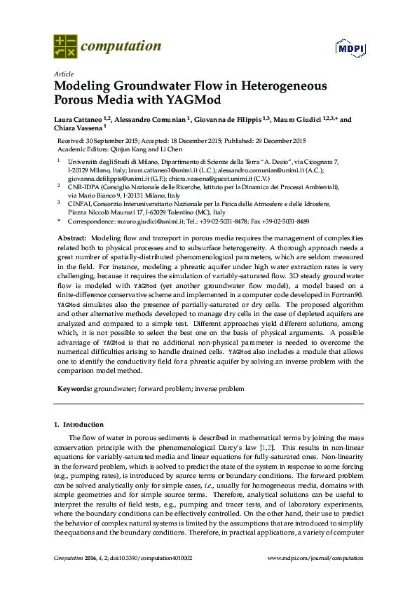 (PDF) Modeling Groundwater Flow in Heterogeneous Porous Media with YAGMod