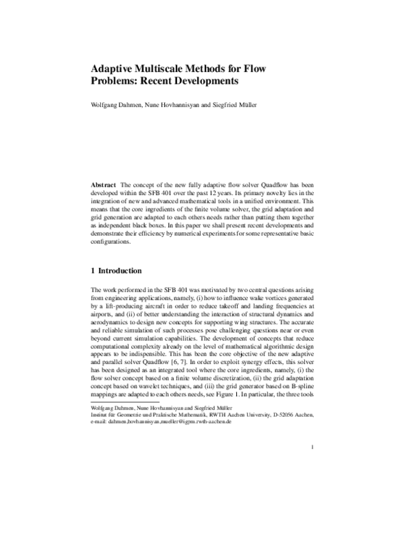 (PDF) Adaptive Multiscale Methods for Flow Problems: Recent Developments