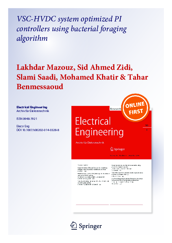 Pdf Vsc Hvdc System Optimized Pi Controllers Using Bacterial Foraging Algorithm