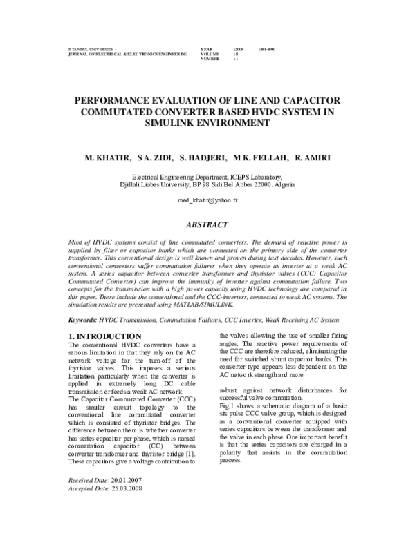 Pdf Performance Evaluation Of Line And Capacitor Commutated Converter