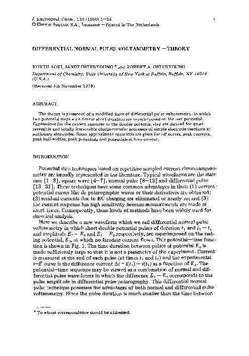 (PDF) Differential normal pulse voltammetry-theory