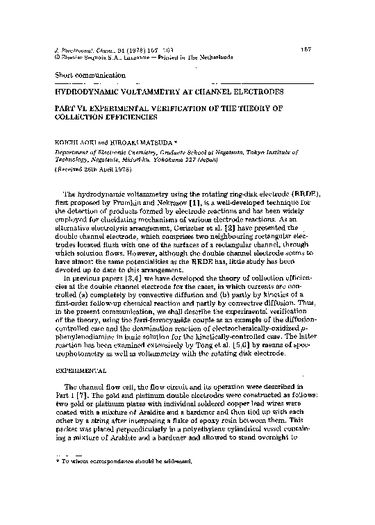 (PDF) Hydrodynamic voltammetry at channel electrodes | Koichi Aoki ...