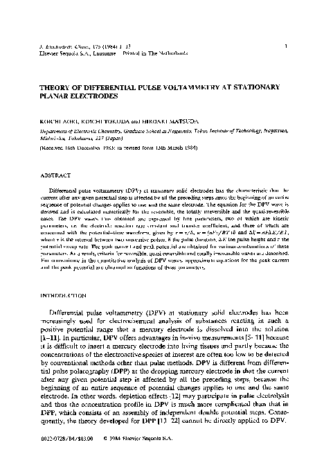 (PDF) Theory of differential pulse voltammetry at stationary planar ...