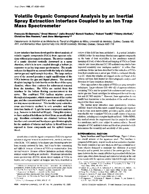 (PDF) Volatile Organic Compound Analysis by an Inertial Spray ...